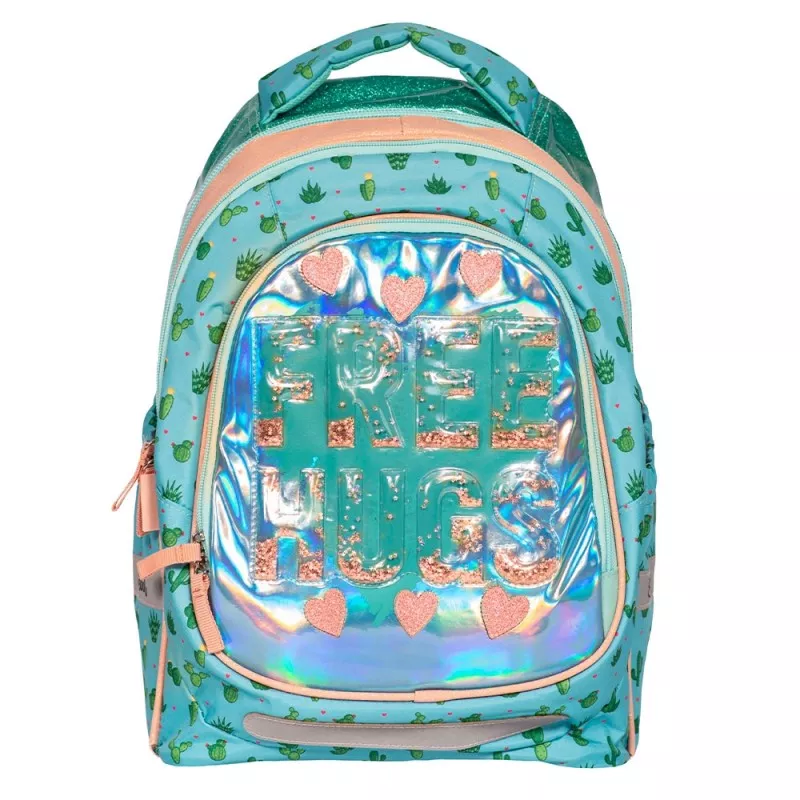 Ghiozdan clasele 1-4, compartimente cu fermoare duble, multicolor