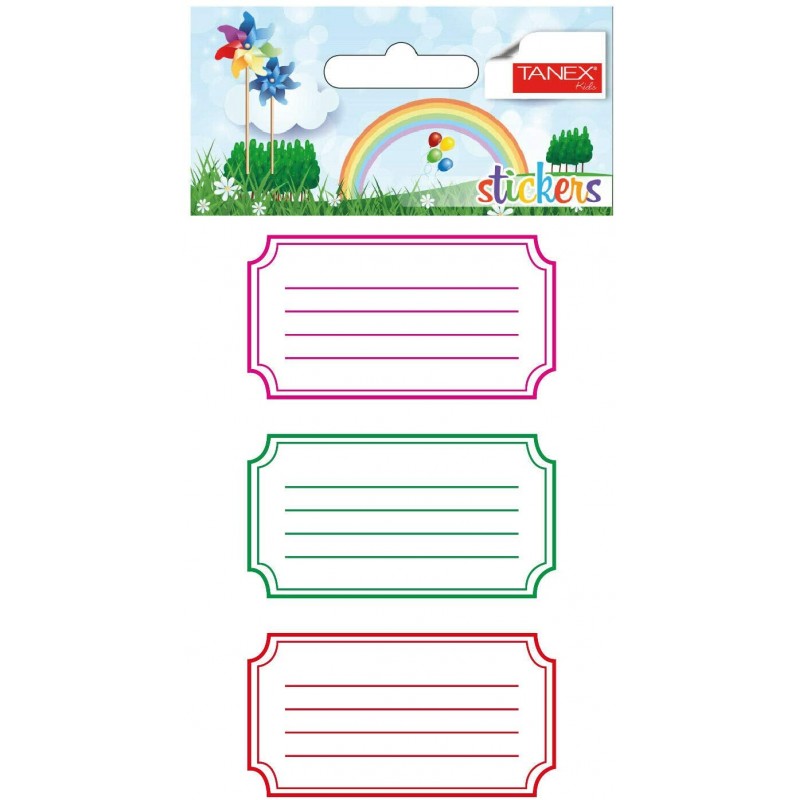 Etichete scolare autoadezive, dimensiune 4.1 x 8 cm, set 12 bucati