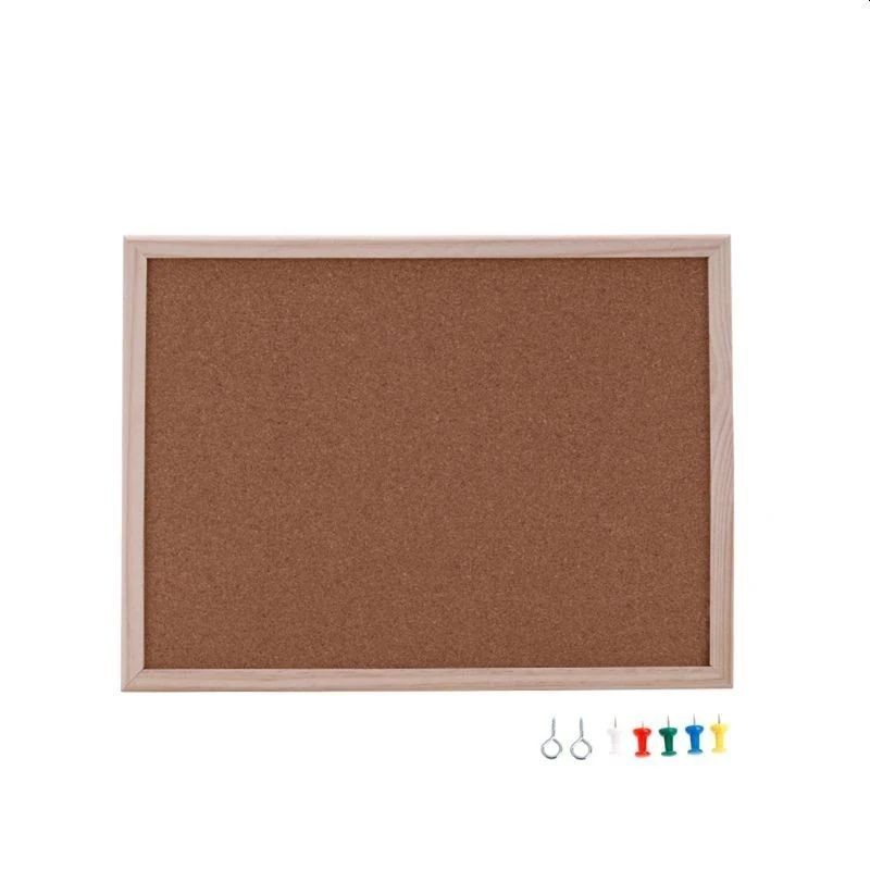 Panou pluta, 50x70 cm, rama din lemn, fixare pe perete, ace incluse