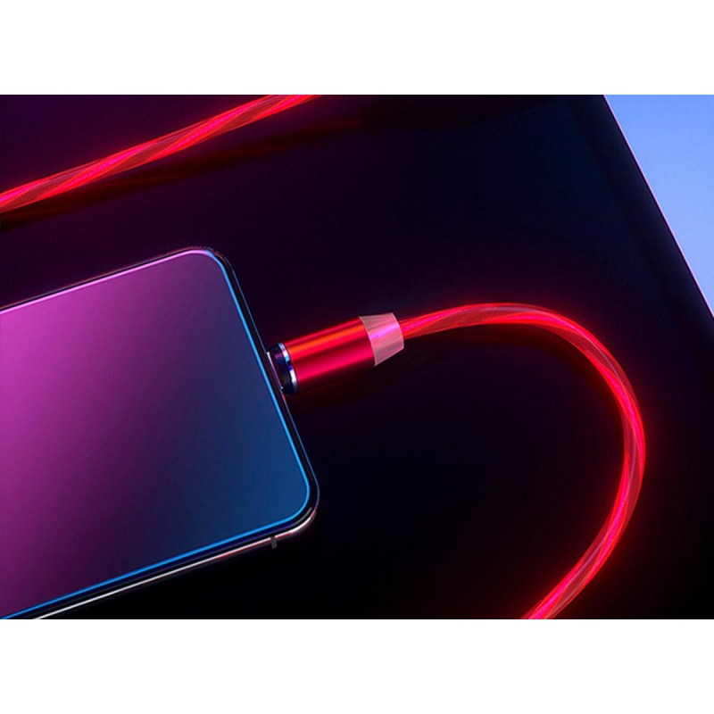 Cablu microUSB/USB type-C/Lightning, iluminare led, magnetic