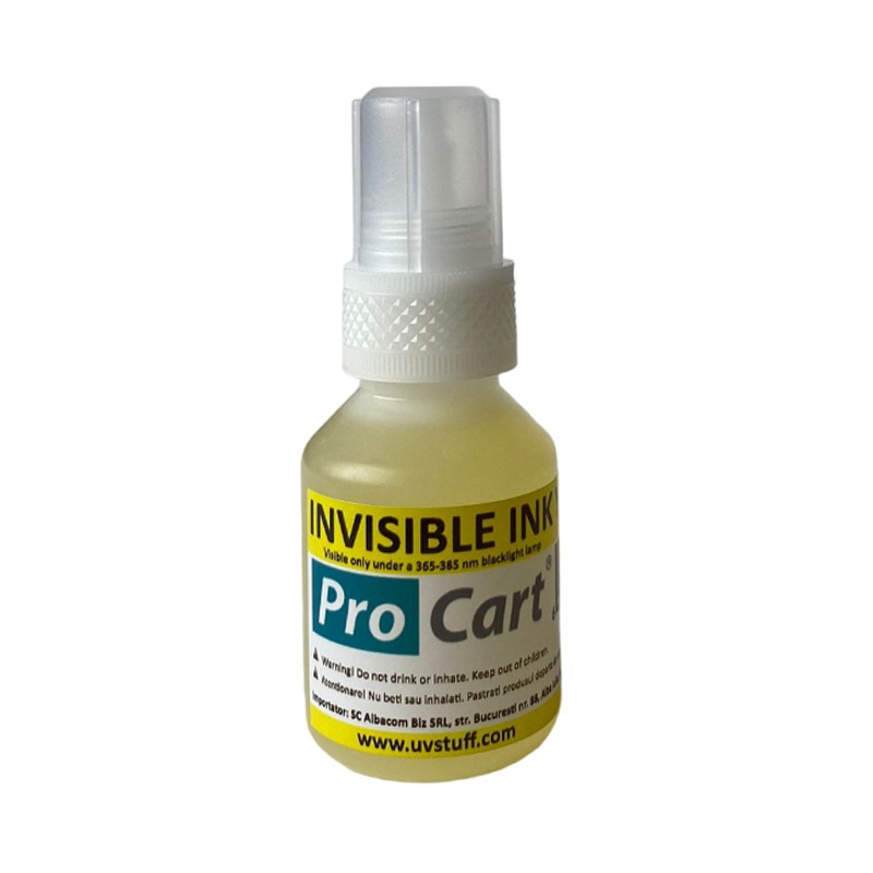 Cerneala UV invizibila, flacon 50 ml, culoare galbena