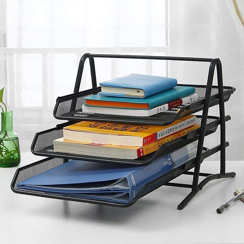 Suport documente birou, 3 tavite culisante, metal