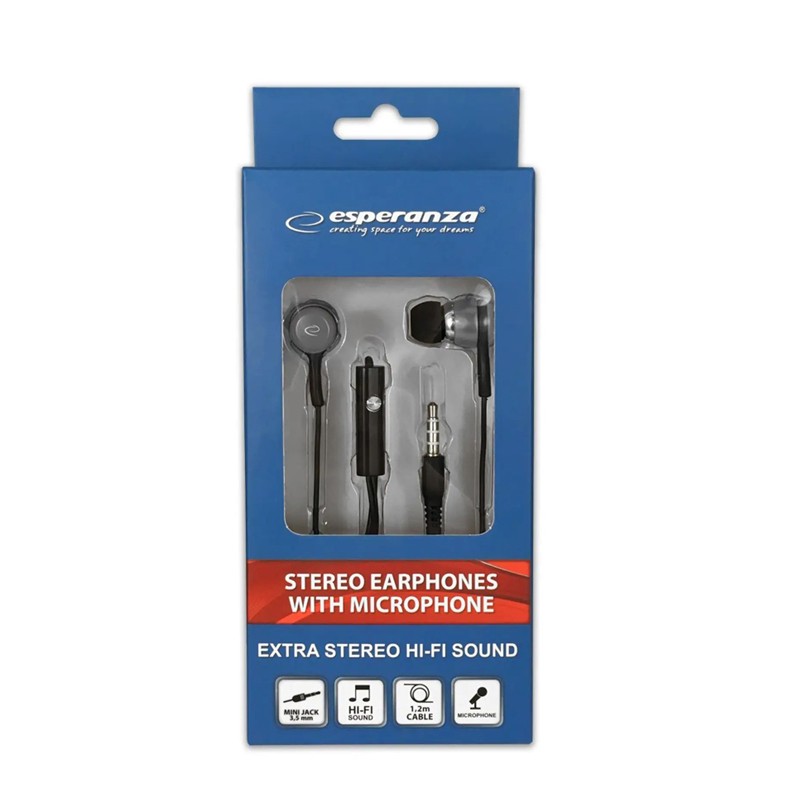 Casti In-Ear Stereo 3.5mm, 108 dB/mW, control volum, negru/gri