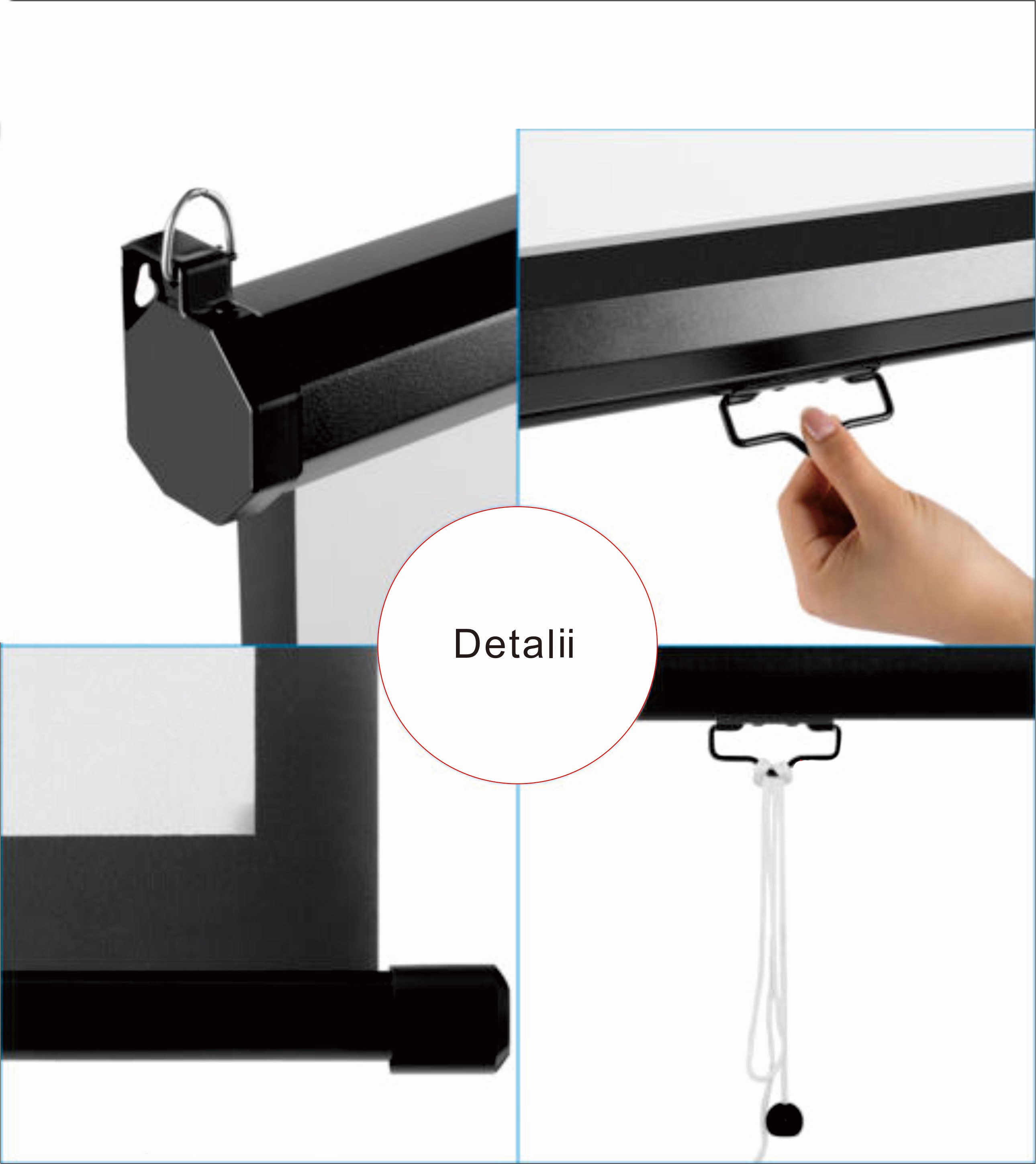 Ecran proiectie 100 inch, format 16:9, portabil, sistem prindere