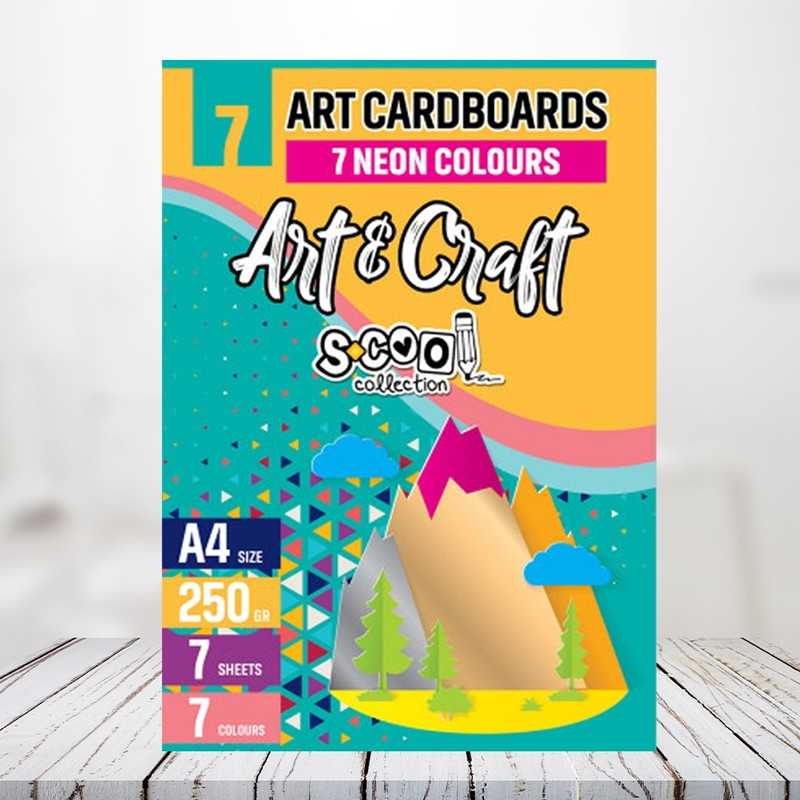 Carton color A4, 250 g/mp, set 7 coli/set, culori neon