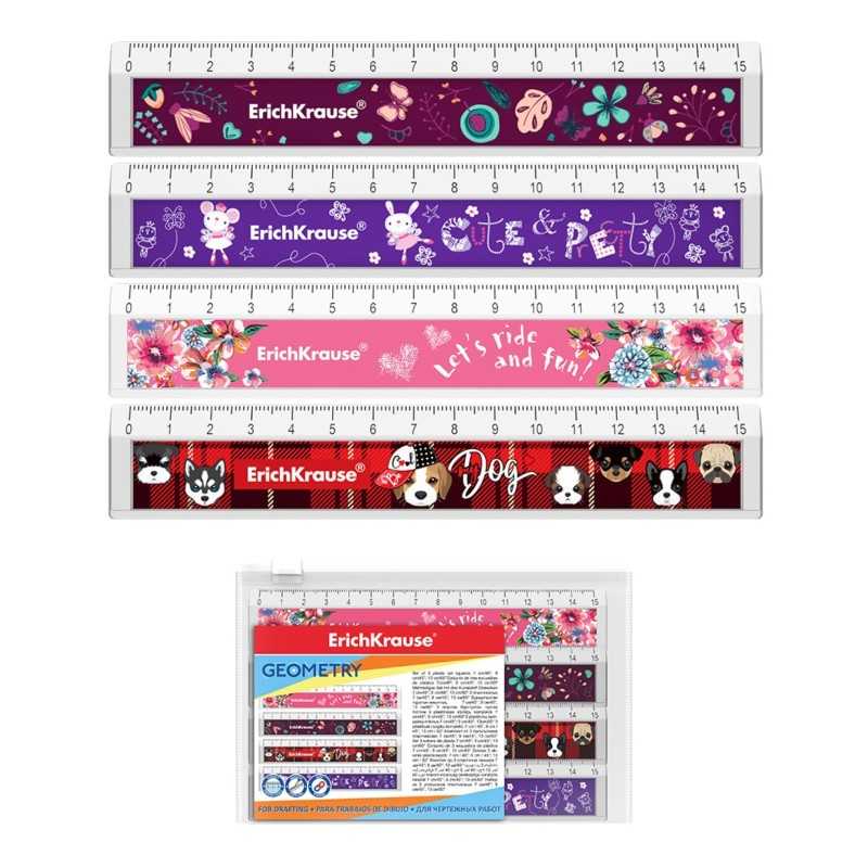 Set 4 rigle, lungime marcaj 15 cm, imprimeu colorat fata verso